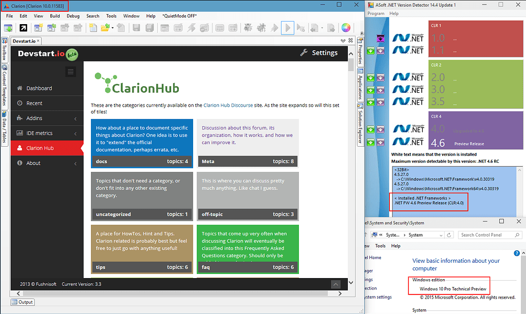Clarion 10 on Windows 10 and .NET v4.6! - ide - ClarionHub