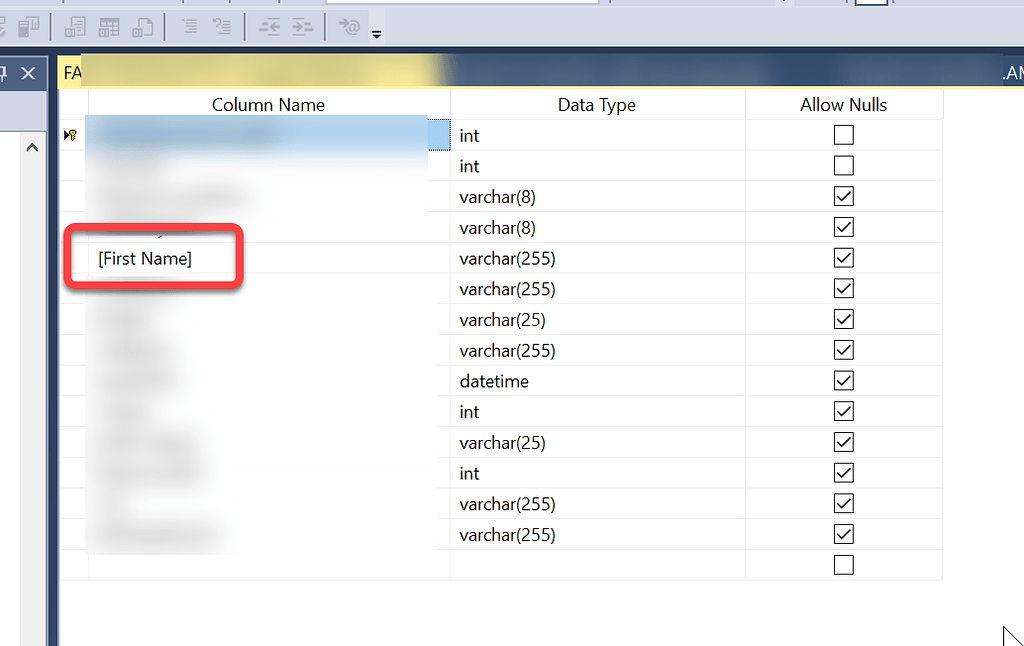 Dictionary External Column Name In Sql Table With Spaces In Column Names Tips Clarionhub